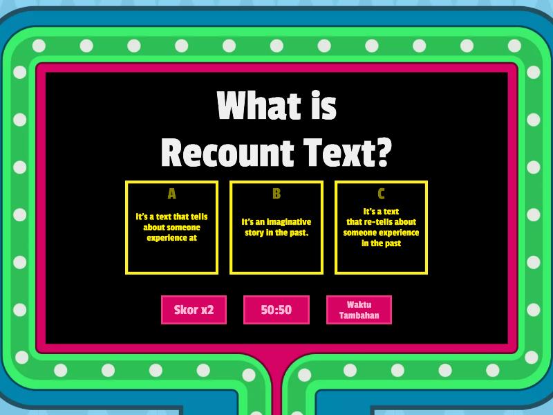 Review to Recount Text - Gameshow quiz