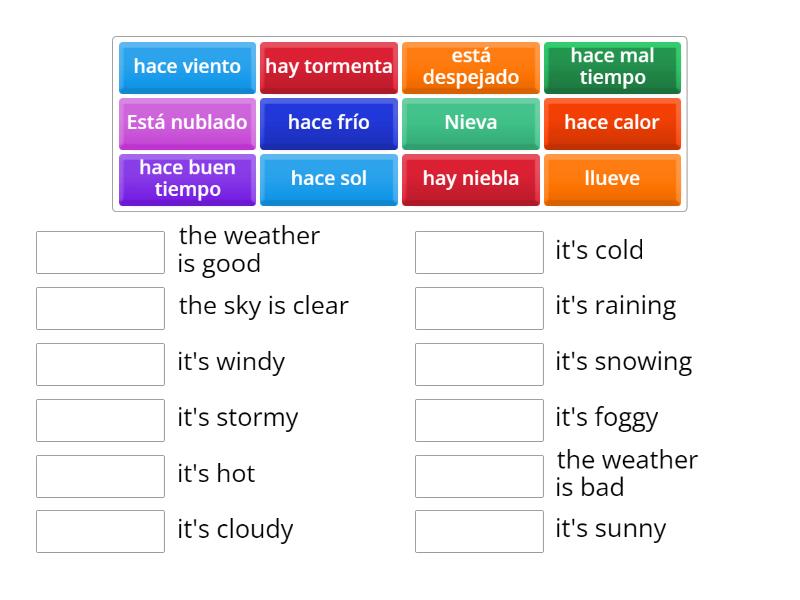 El tiempo - JC vocab - Match up