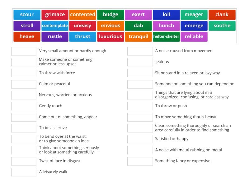 Tuck Everlasting Vocabulary - Match up