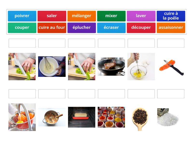 les verbes d'une recette - Match up