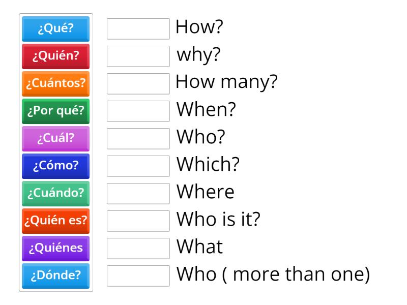 Palabras de preguntas (question words) - Match up