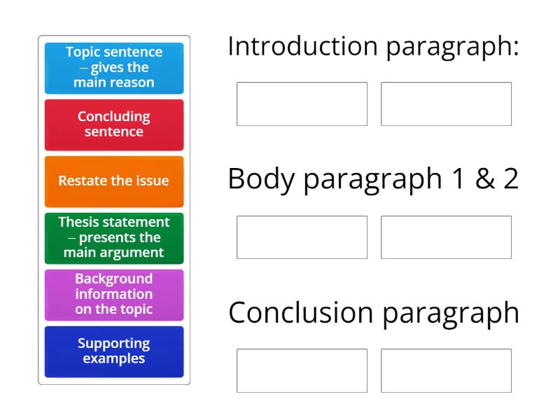 CLA - Opinion Essay Structure - Group sort