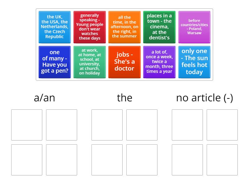 roadmap a2 unit 4b articles - Group sort