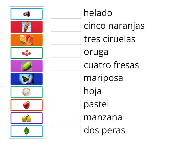 KS2 Spanish La Oruga muy Hambrienta - Match up