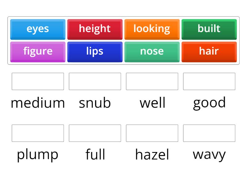 Match the words describing appearance - Match up
