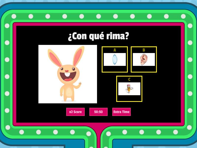 Identificar las palabras que riman - Gameshow quiz