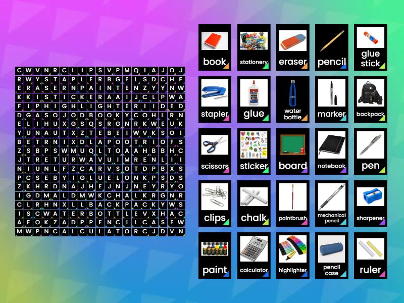 Stationery - word search - Wordsearch