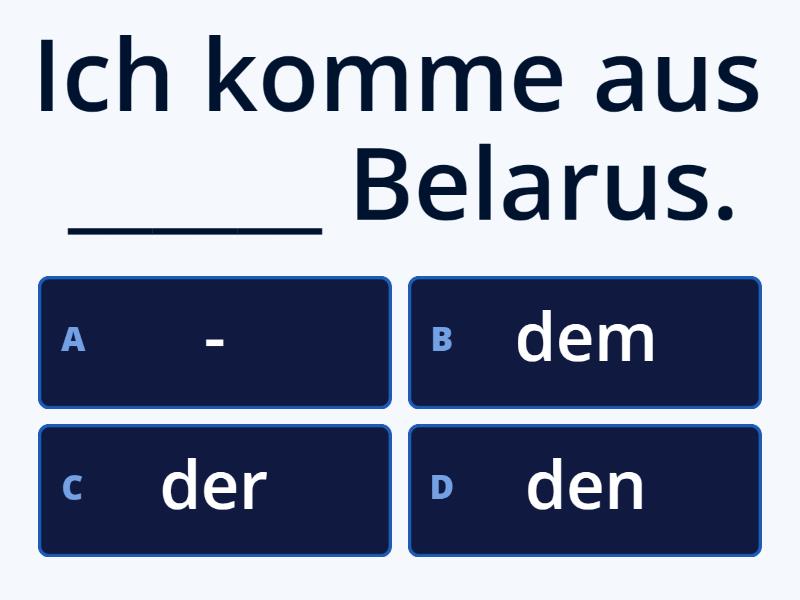 SIN A1.1 L1 Schritt C Wiederholung Länder mit Artikel - Quiz
