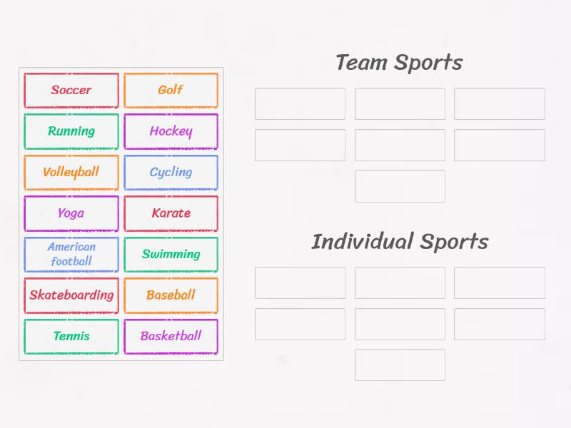 Team vs. Individual Sports - Group sort