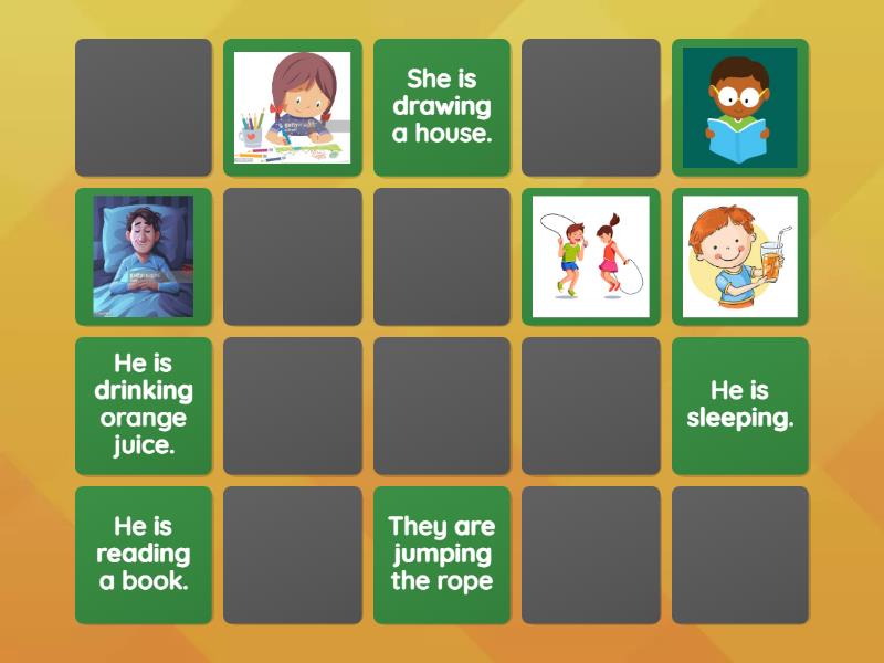 Present Continuous Memory Game - Matching pairs