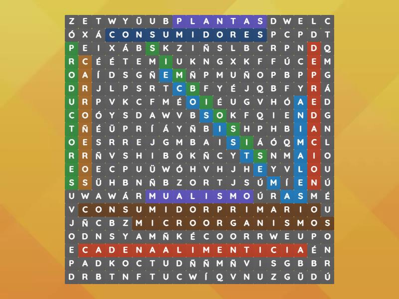 Cadena alimenticia - Sopa de letras
