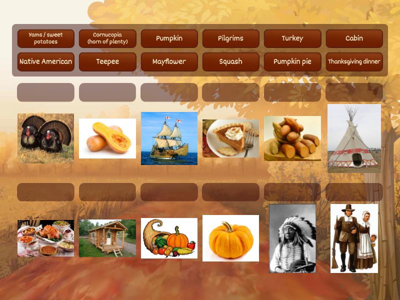 Thanksgiving vocabulary - Match up