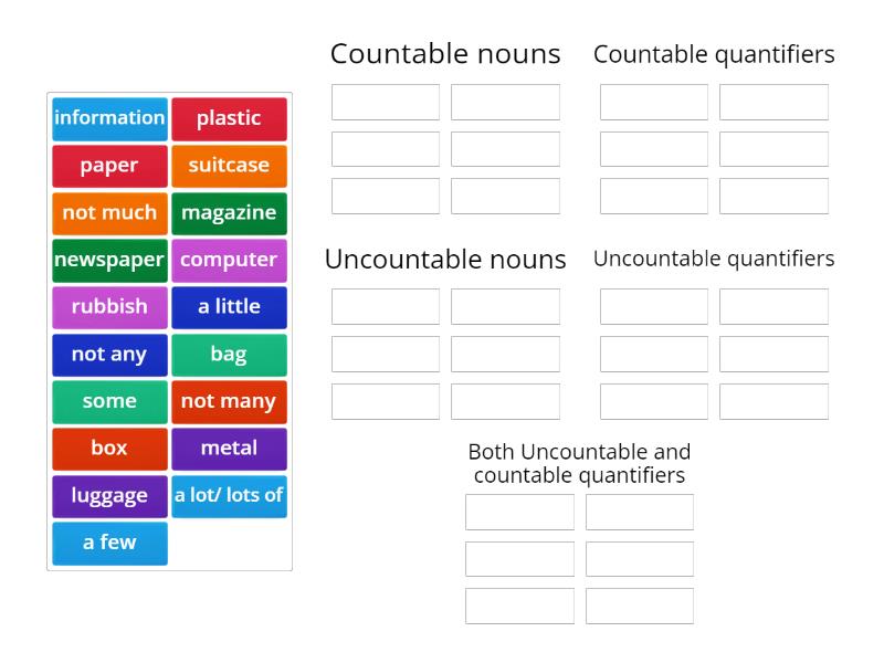 Boarding A - 5A - Count & Uncount. nouns and quantifiers - Group sort