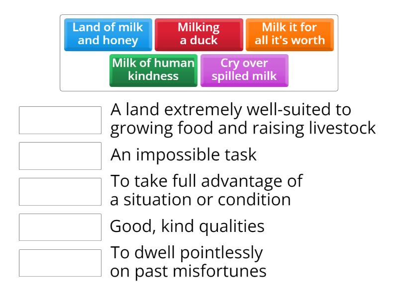 Milk idioms - Match up