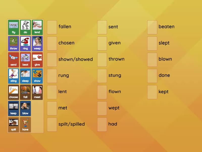 Irregular verbs: Past Participle - Une las parejas