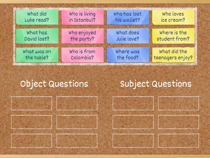 Subject vs Object questions - Group sort