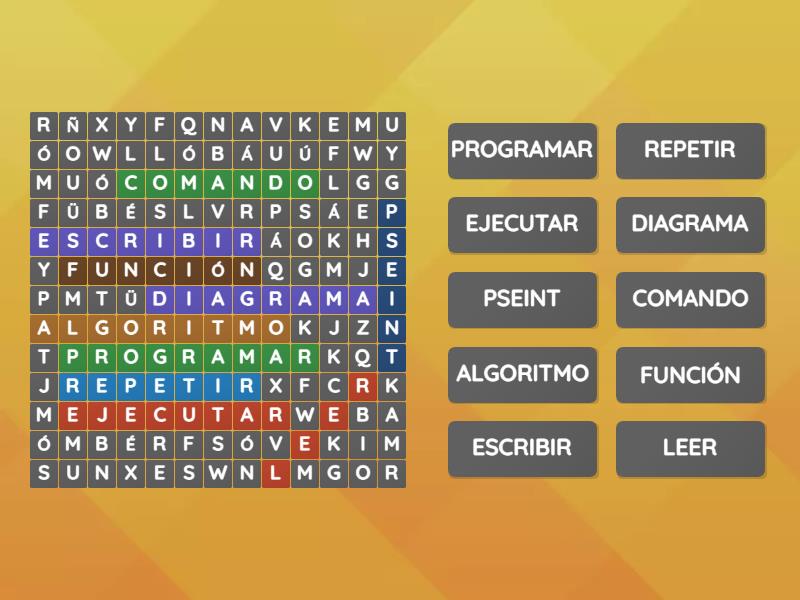 PROGRAMACIÓN - Sopa de letras