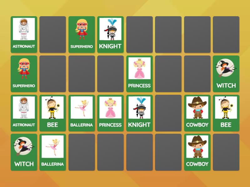 Fancy dress party - level 5 - Characters - Matching pairs