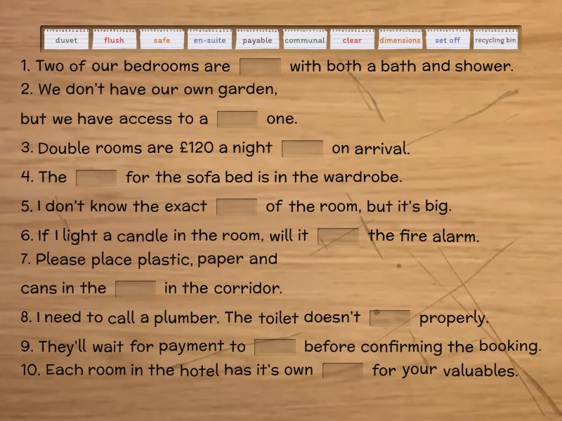 Unit 5D. Complete the sentences with the words - Missing word