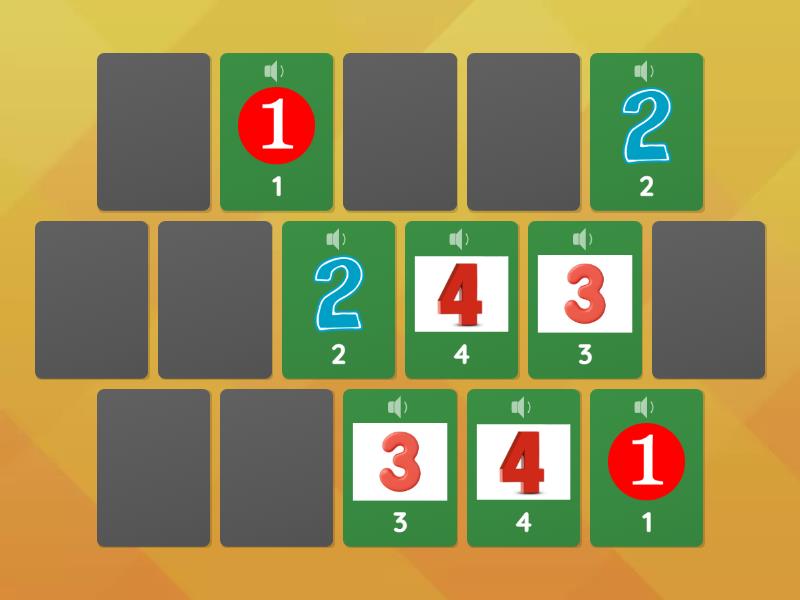 numbers 1 to 8 - Matching pairs