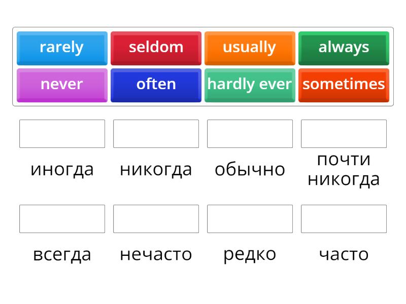 Adverbs of frequency beginner teen with russian - Match up