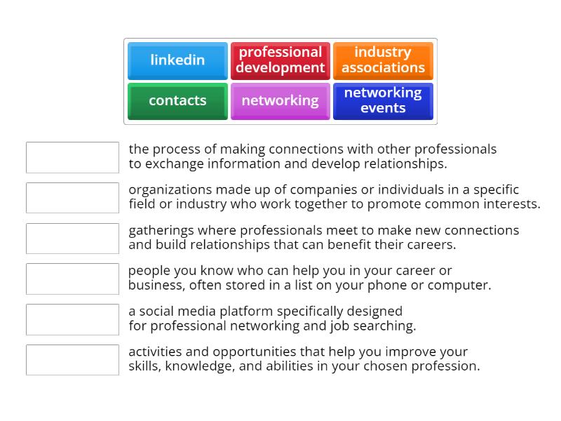 Networking Vocabulary B1-B2 - Match up