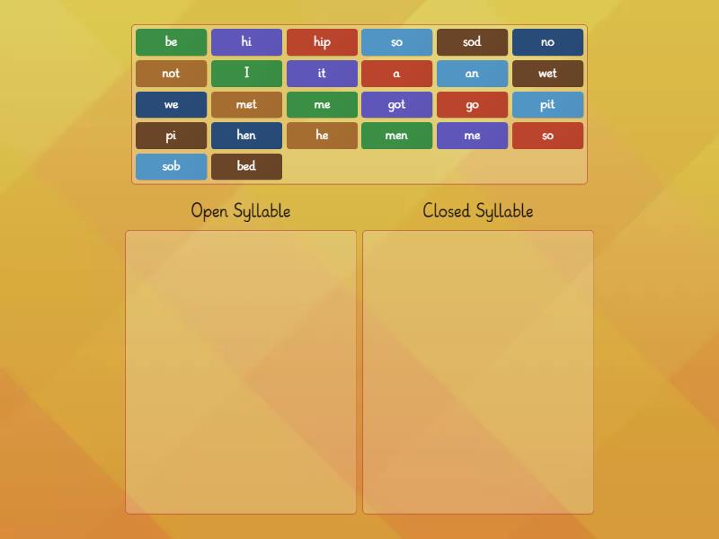 Open and Closed Syllables - Categorize
