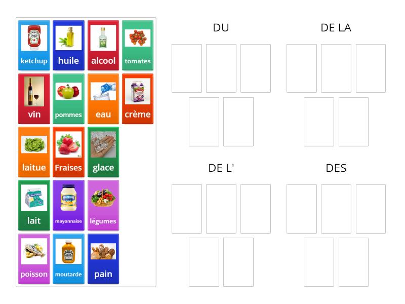 M1L4 Articles partitifs du, de la, de l`, des - Group sort