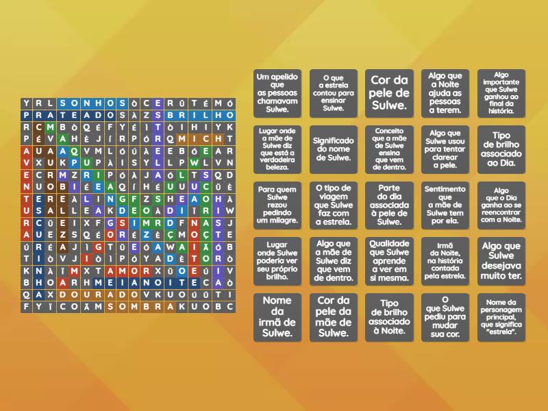 Sulwe - caça palavras - Wordsearch