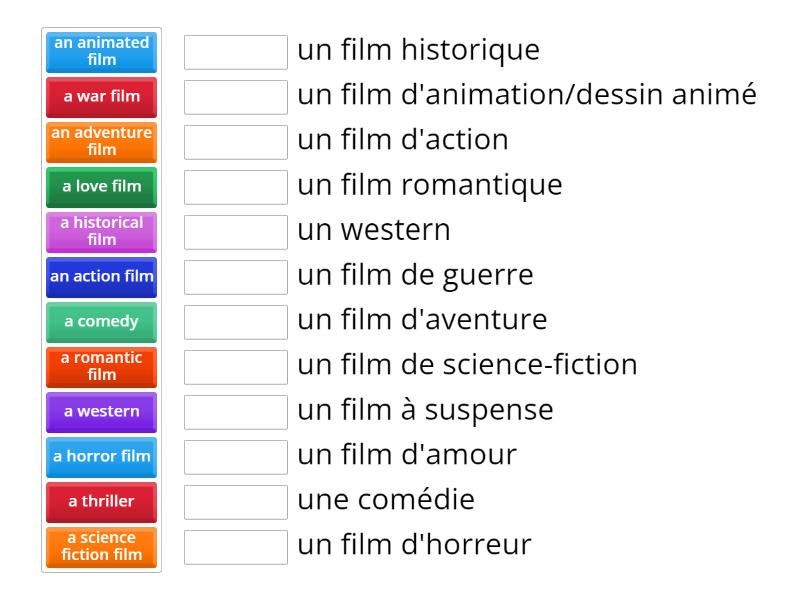 Les genres de films - Match up