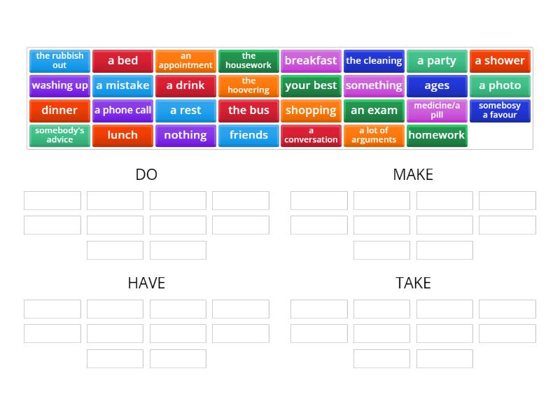 housework chores - Group sort
