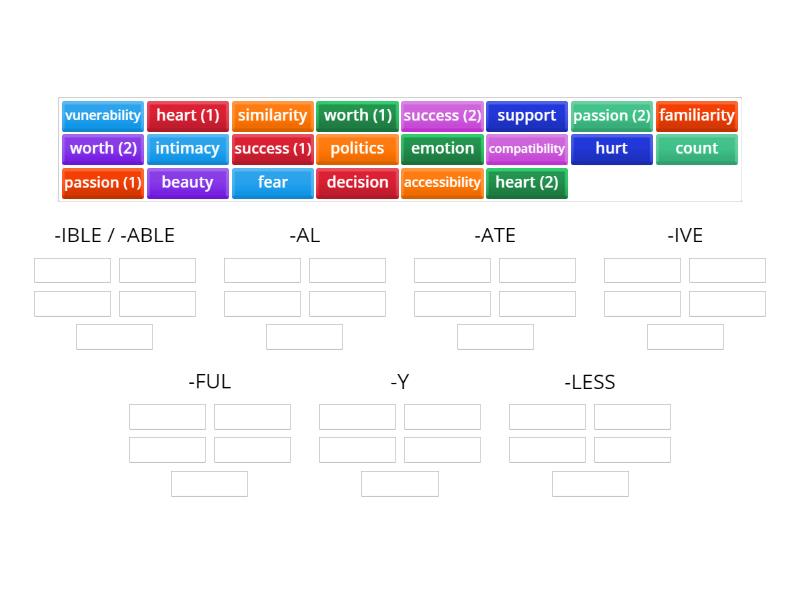 ICT3 activity SUFFIXES - Group sort