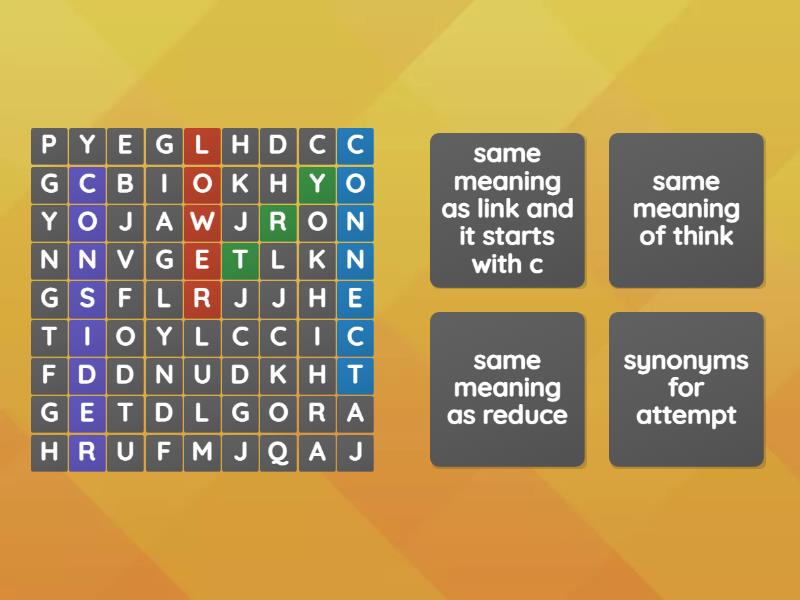 Find the synonyms you may refer to page 70-71 - Wordsearch