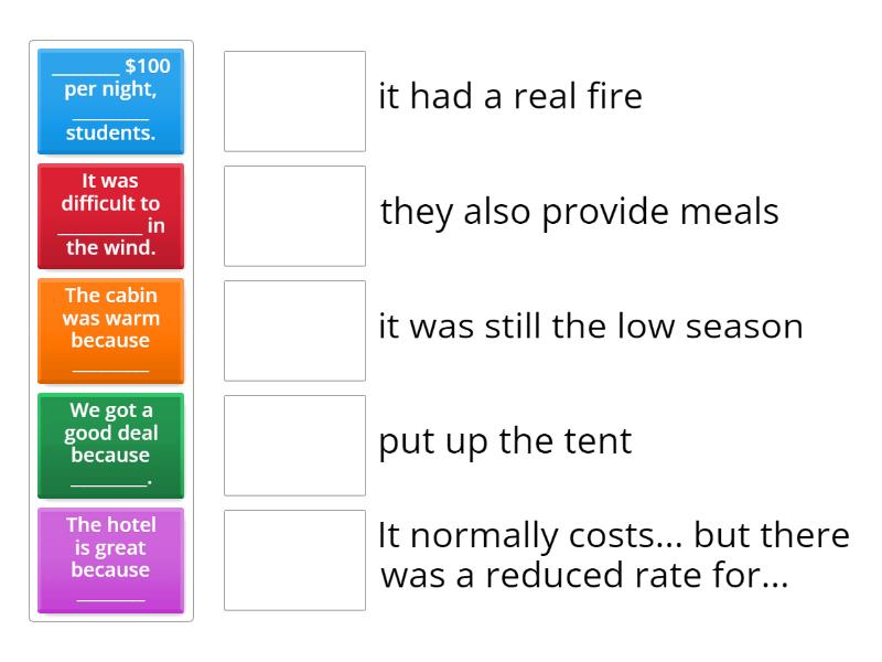 Outcomes A2. Unit 10. Booking a room. Part 3 - Match up