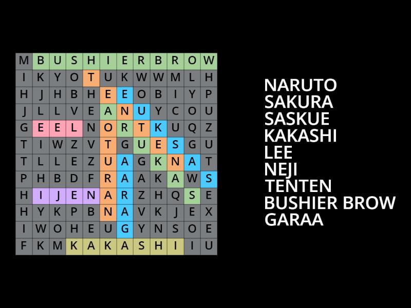 naruto quiz - Wordsearch