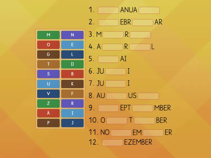 Monate (A1.1) - Missing word