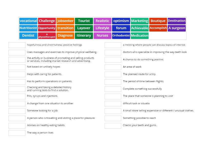 UNIT 6-WORD LIST - Match up