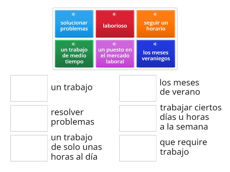 Esp 4 Libro 3 U5 Asi se dice 3 : Los beneficios de trabajar - Match up