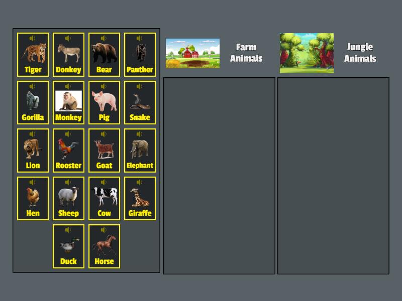 Farm & jungle animals - Group sort