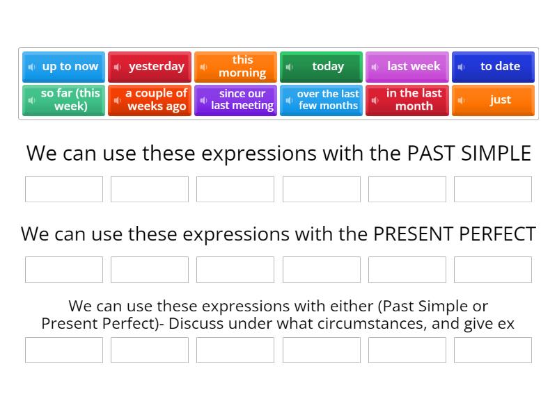 Upper-intermediate_Expressions_Past Simple and Present Perfect - Group sort
