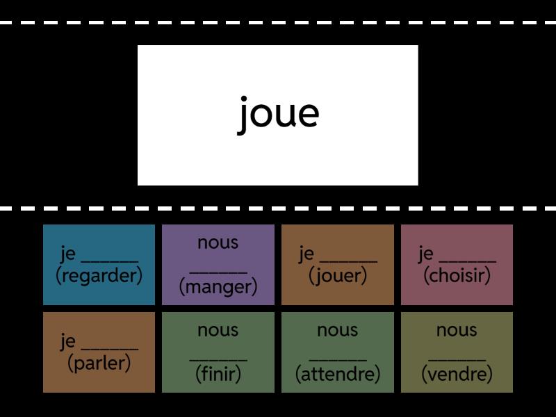 Je and Nous regular verbs present tense - Find the match
