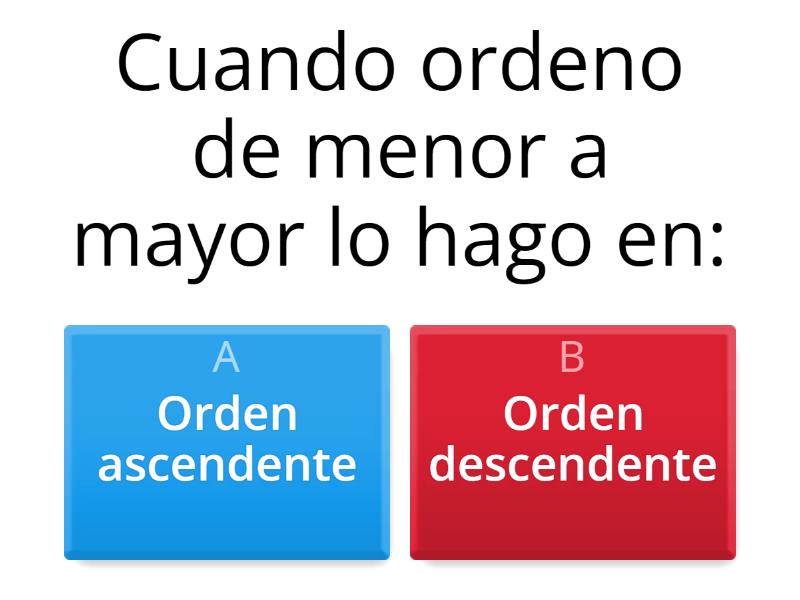 Orden ascendente y descendente tercero - Quiz