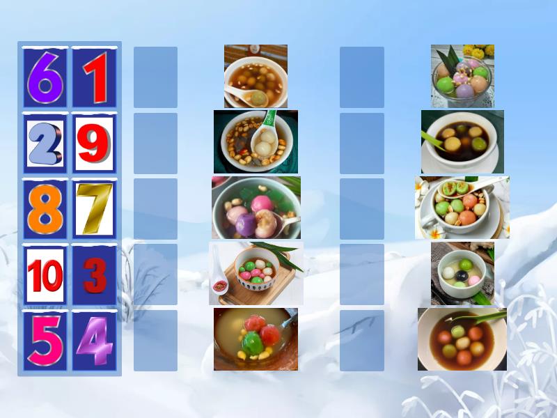 Memasangkan gambar wedang ronde sesuai angka - Une las parejas