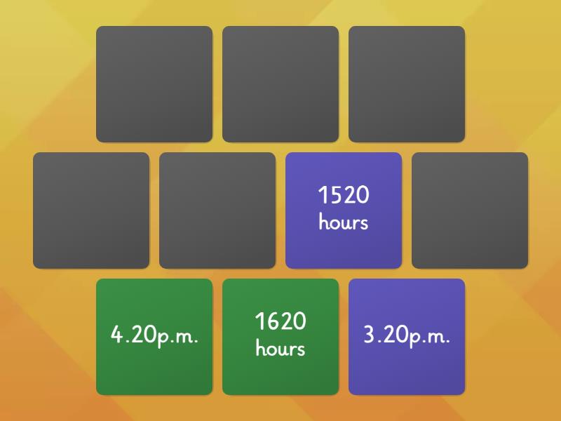 choose the correct time in 12-hour system and 24-hour system - Matching ...