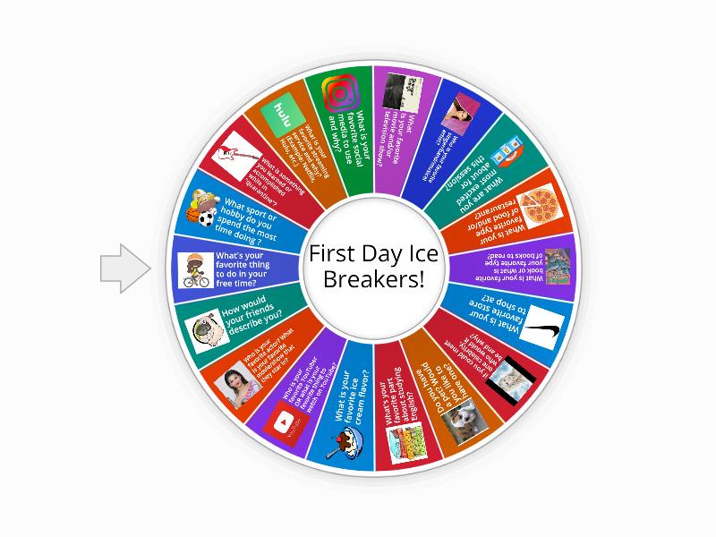 First Day Ice Breakers! ESL - Spin the wheel