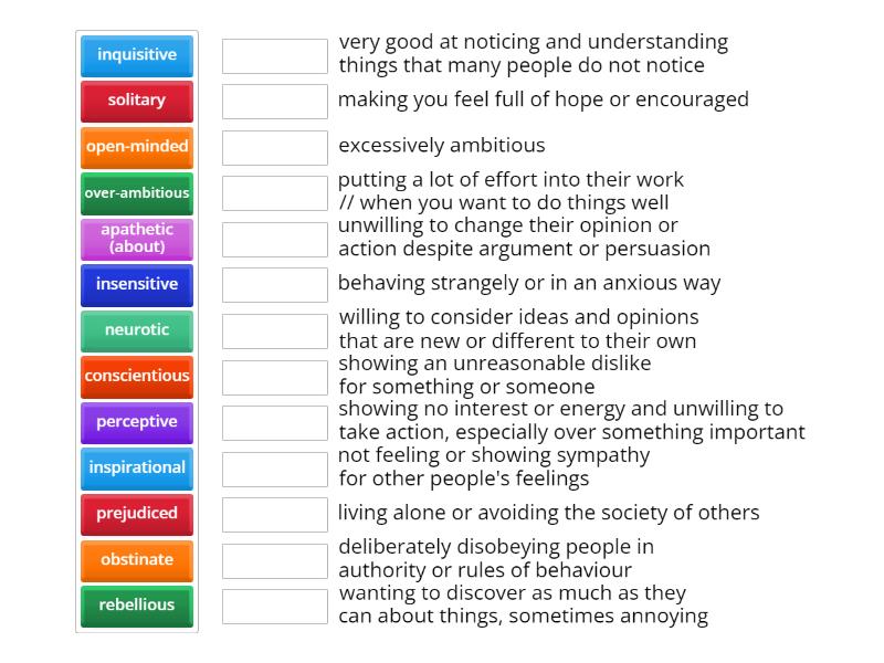 * Personality adj - part 1 (SO Adv 1.2) - Match up