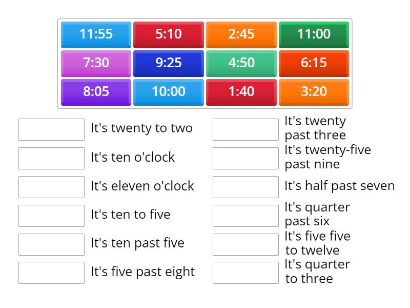 Telling the time - Match up