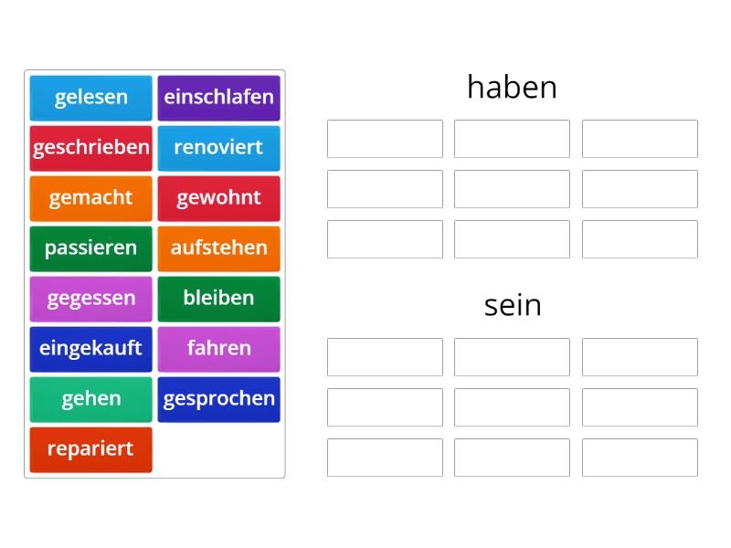 haben oder sein - Group sort