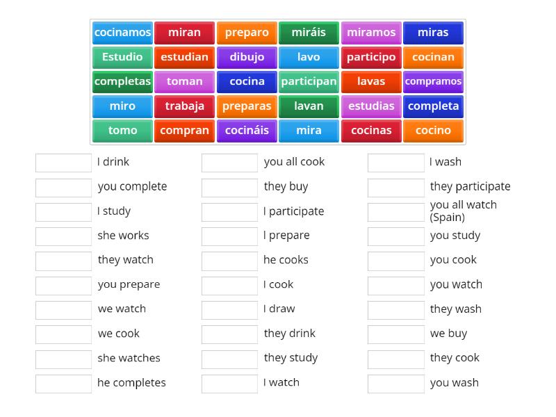 Verbos AR - Match up