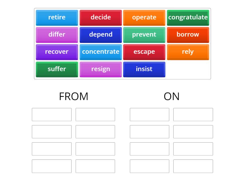 FCE-verbs + prepositions - Group sort